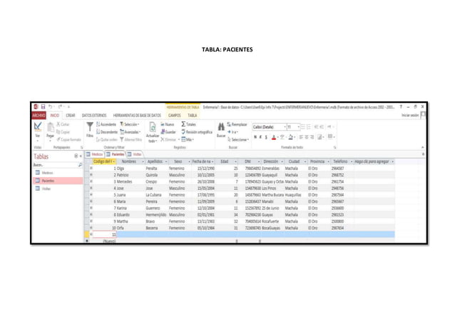 Registros De Las Tablas De La Base De Datos De Epiinfo Diana Ppt