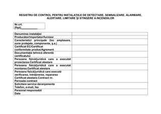 Registru control instalatii | PDF