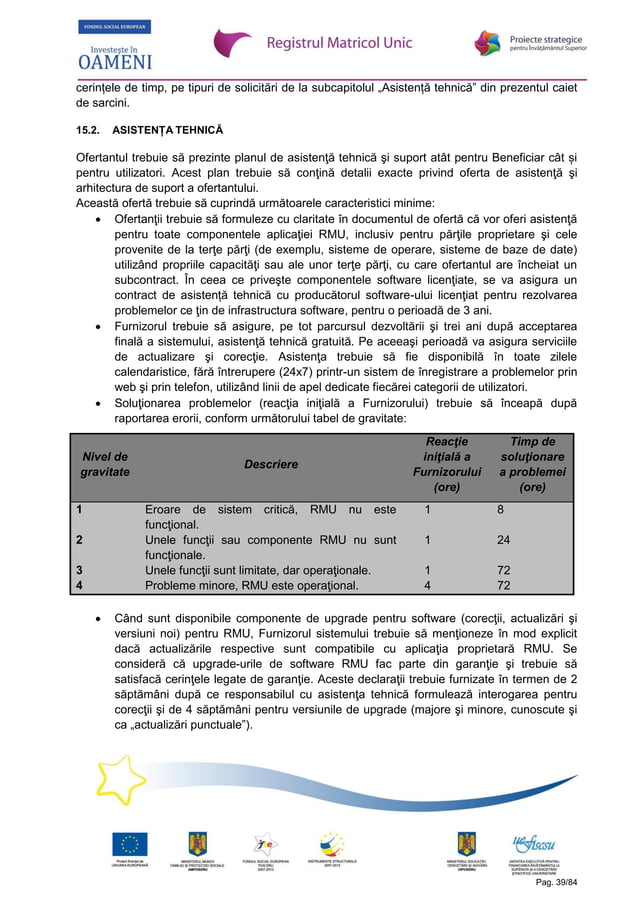 Registrul Matricol Unic Documentatia De Atribuire | PDF