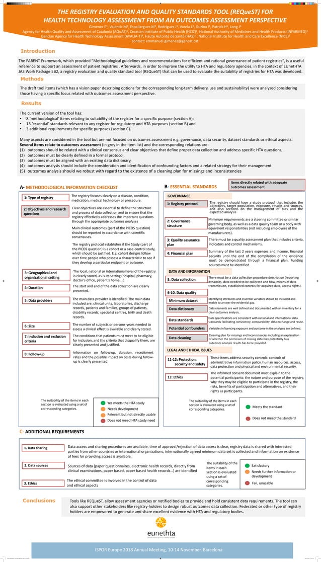 The Registry Evaluation and Quality Standards Tool (REQUEST) for health technology assessment ...