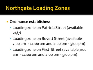 Northgate Loading Zones | PPT