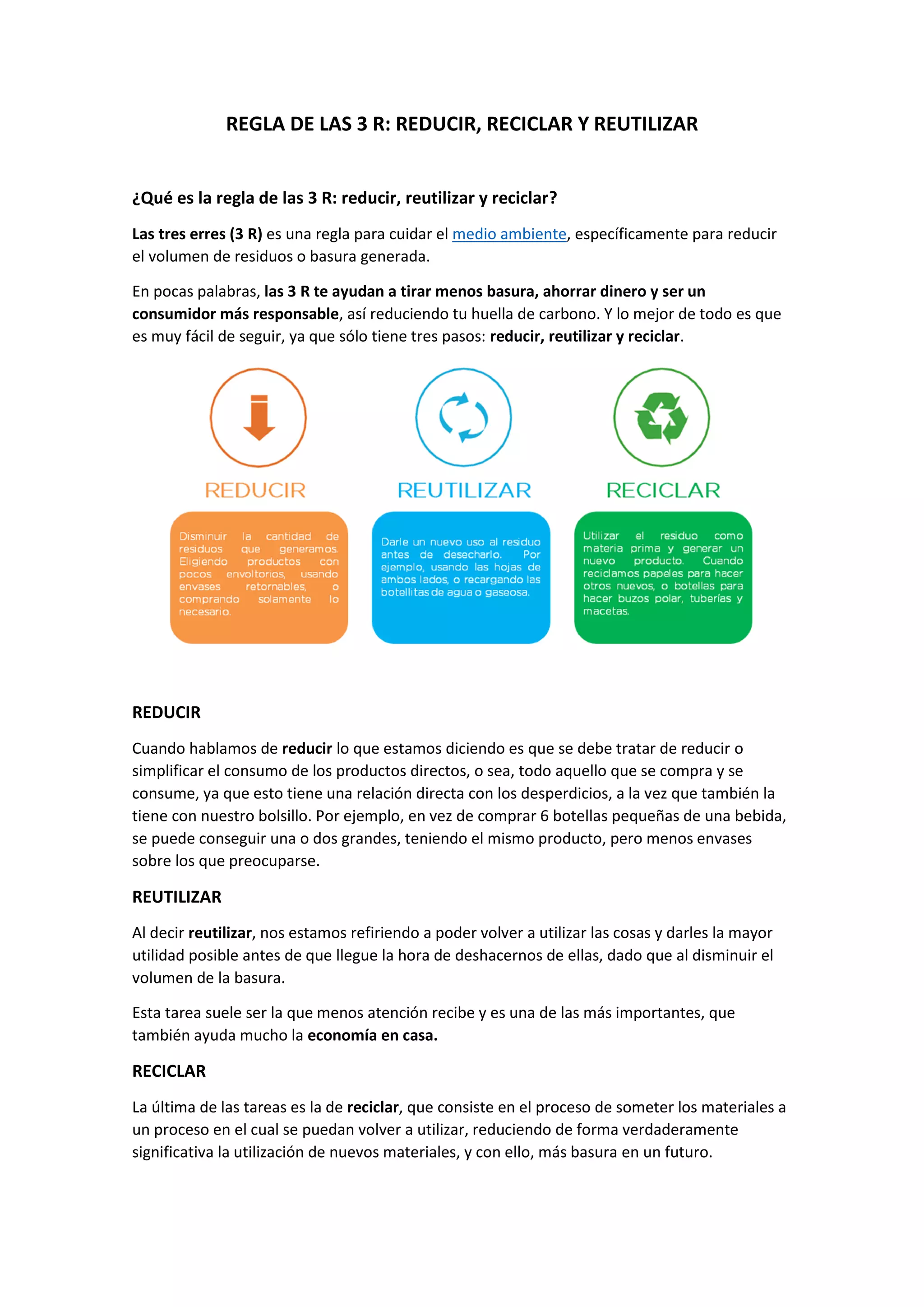 Regla de las 3R: Reducir, Reutilizar y Reciclar | PDF