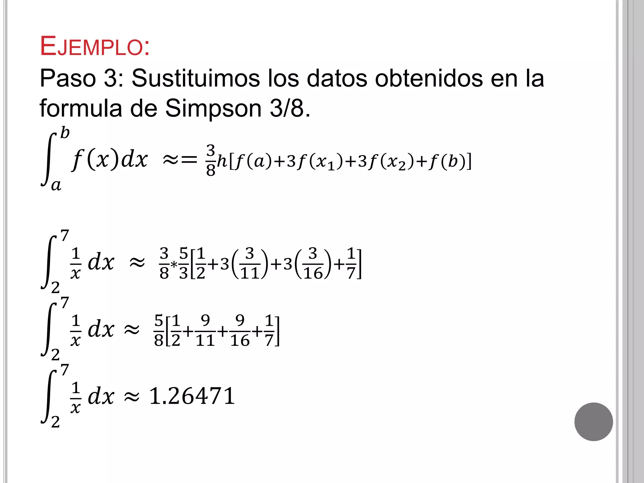 Regla de Simpson tres octavos | PPT