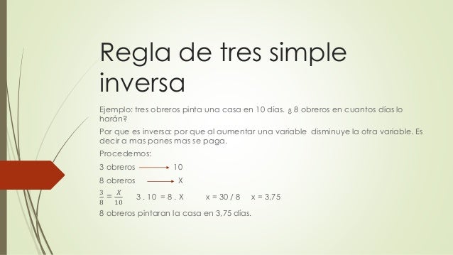 Regla de tres simple inversa