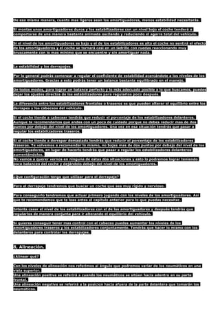 Reglajes de los coches | DOC
