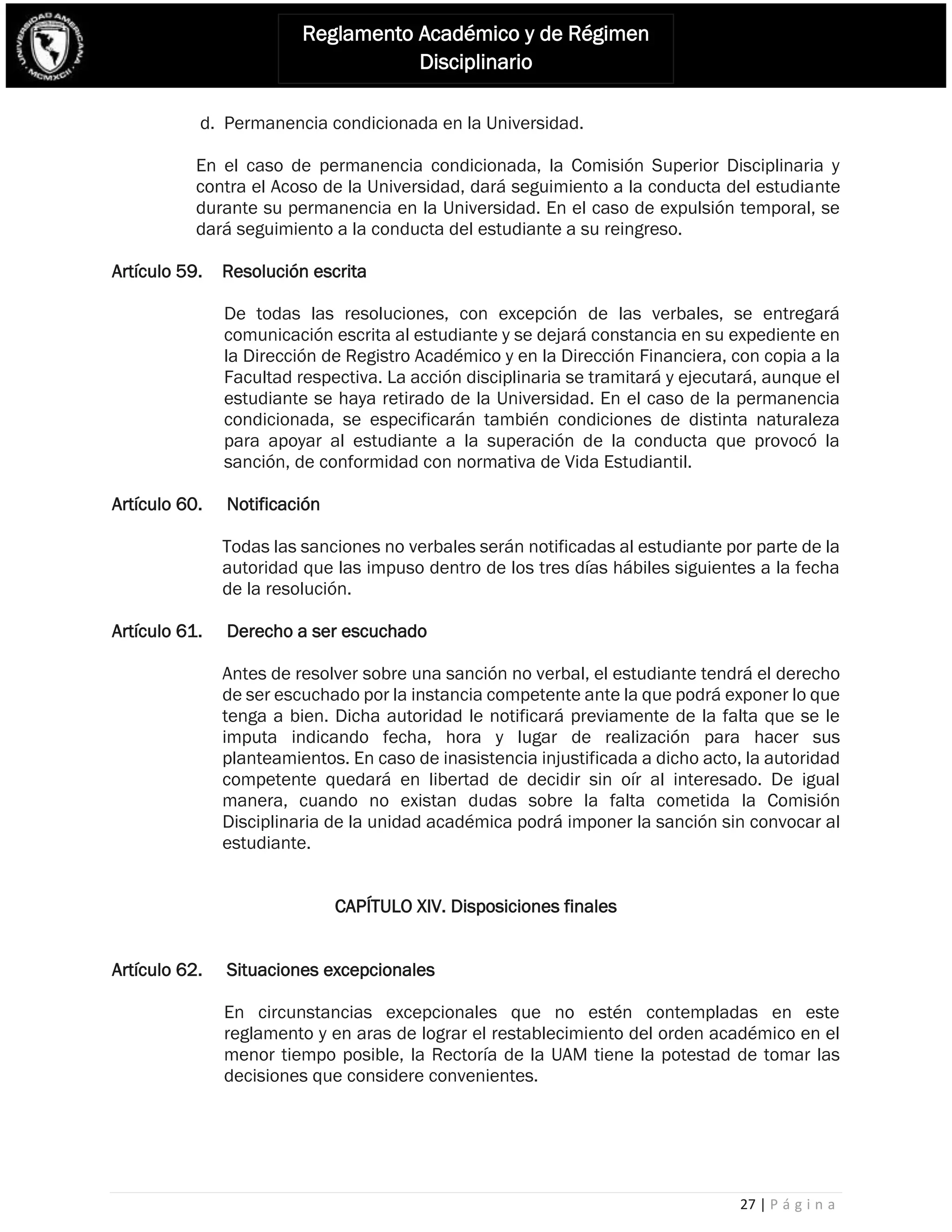 Reglamento académico 2023 | PDF