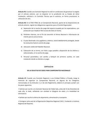 Reglamento de competicion de futbol sala 2.010