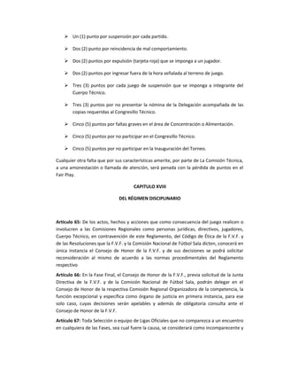 Reglamento de competicion de futbol sala 2.010