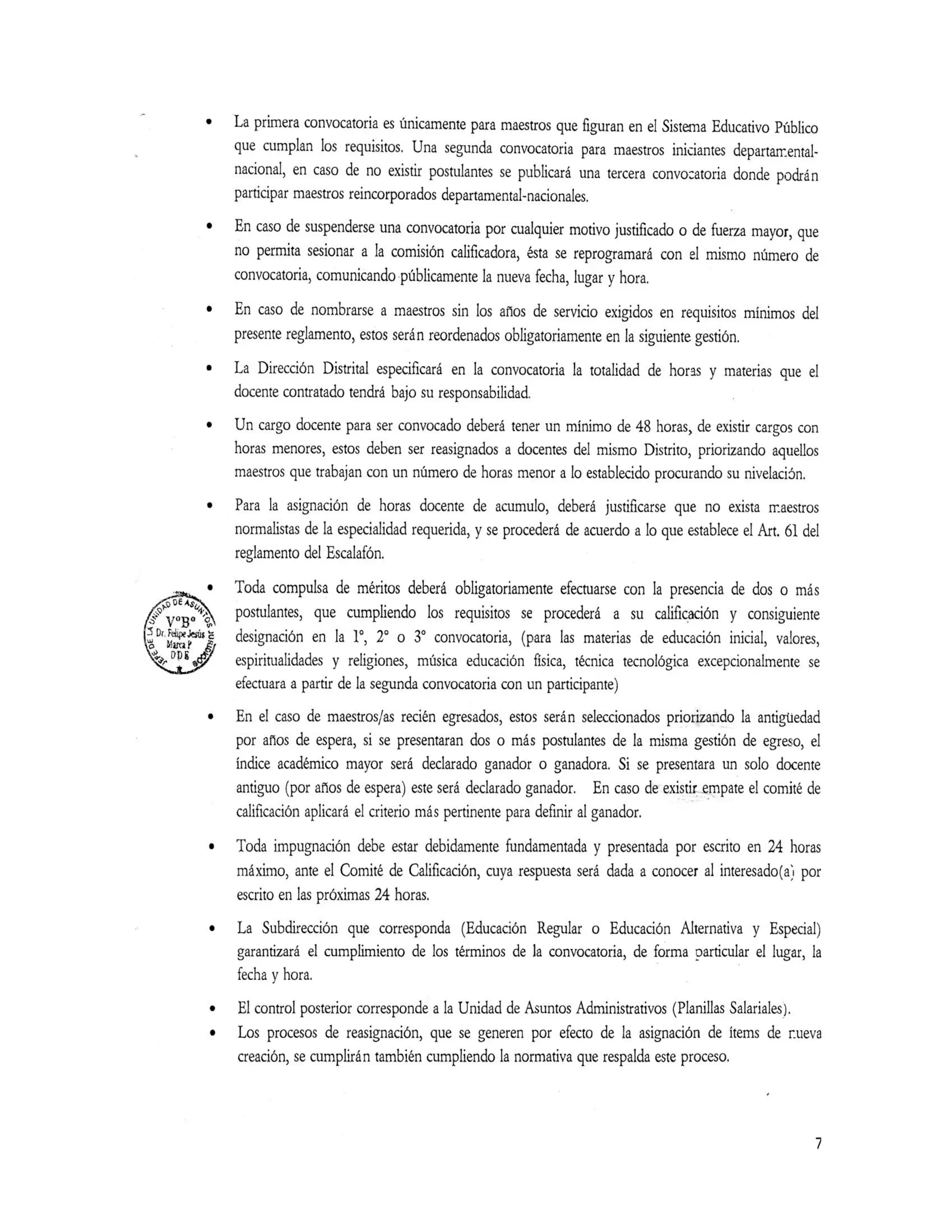 Reglamento de compulsas para personal docente y administrativo 2017 ...
