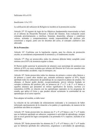Reglamento de evaluación y promoción escolar para la educación básica y ...