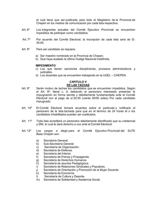 REGLAMENTO DE ELECCIONES DEL SUTE BASE CHEPEN | PDF