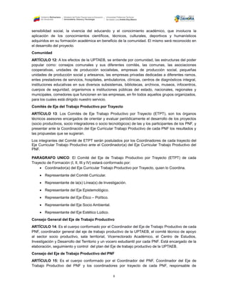 Reglamento del eje de trabajo productivo para los prog nac de form uptaeb | PDF | Undergraduate ...