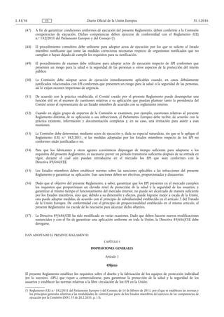 Reglamento de la Unión Europea sobre los epis | PDF