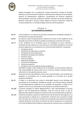 Reglamento general de matricula UNHEVAL | PDF