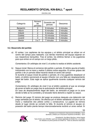Reglament oficial del Kin Ball | PDF