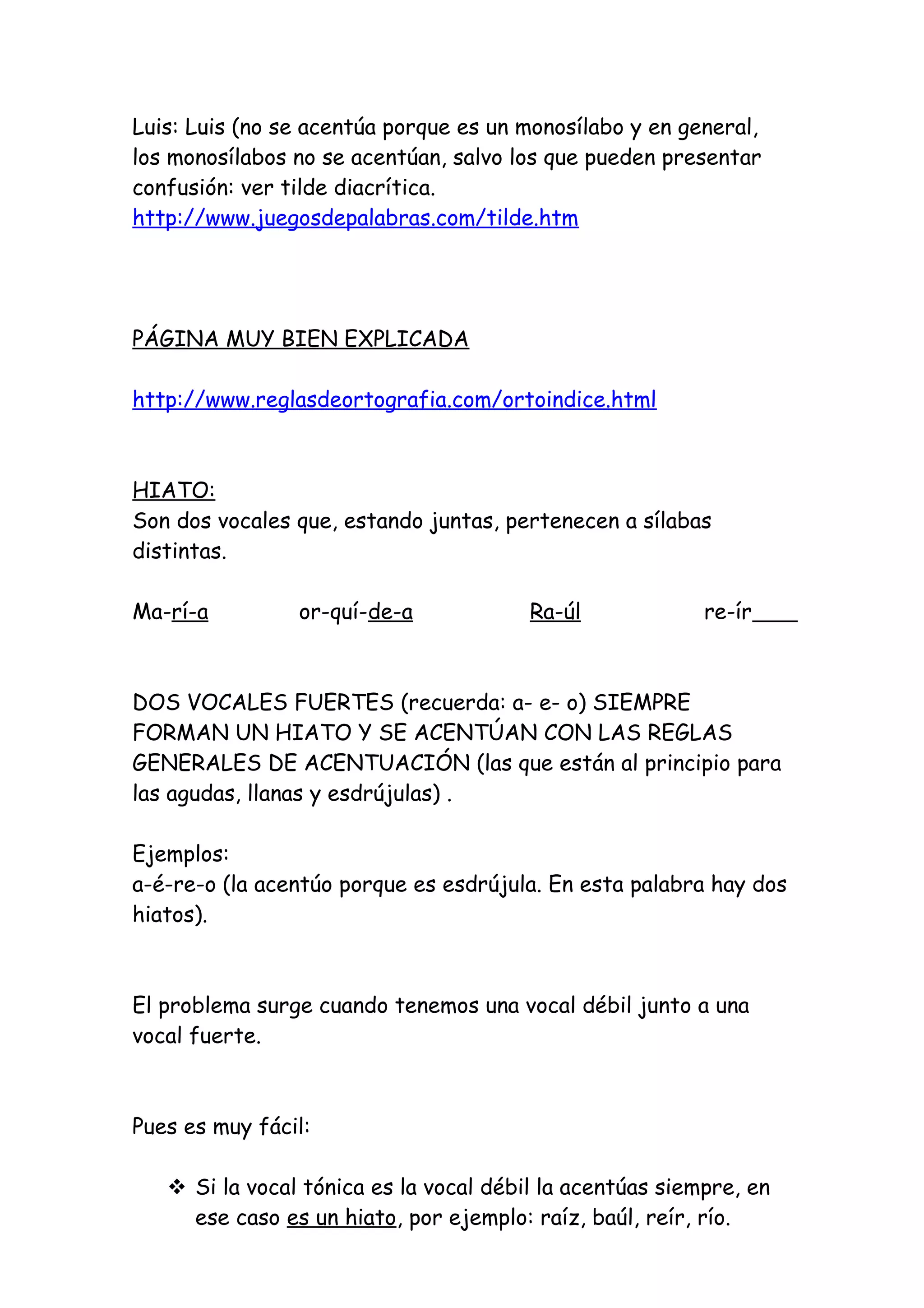 Reglas de acentuación. | DOC