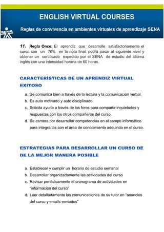 Reglas de convivencia del curso virtual de inglés | PDF