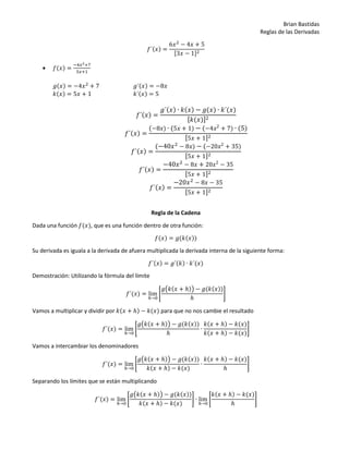 Reglas de las derivadas | PDF