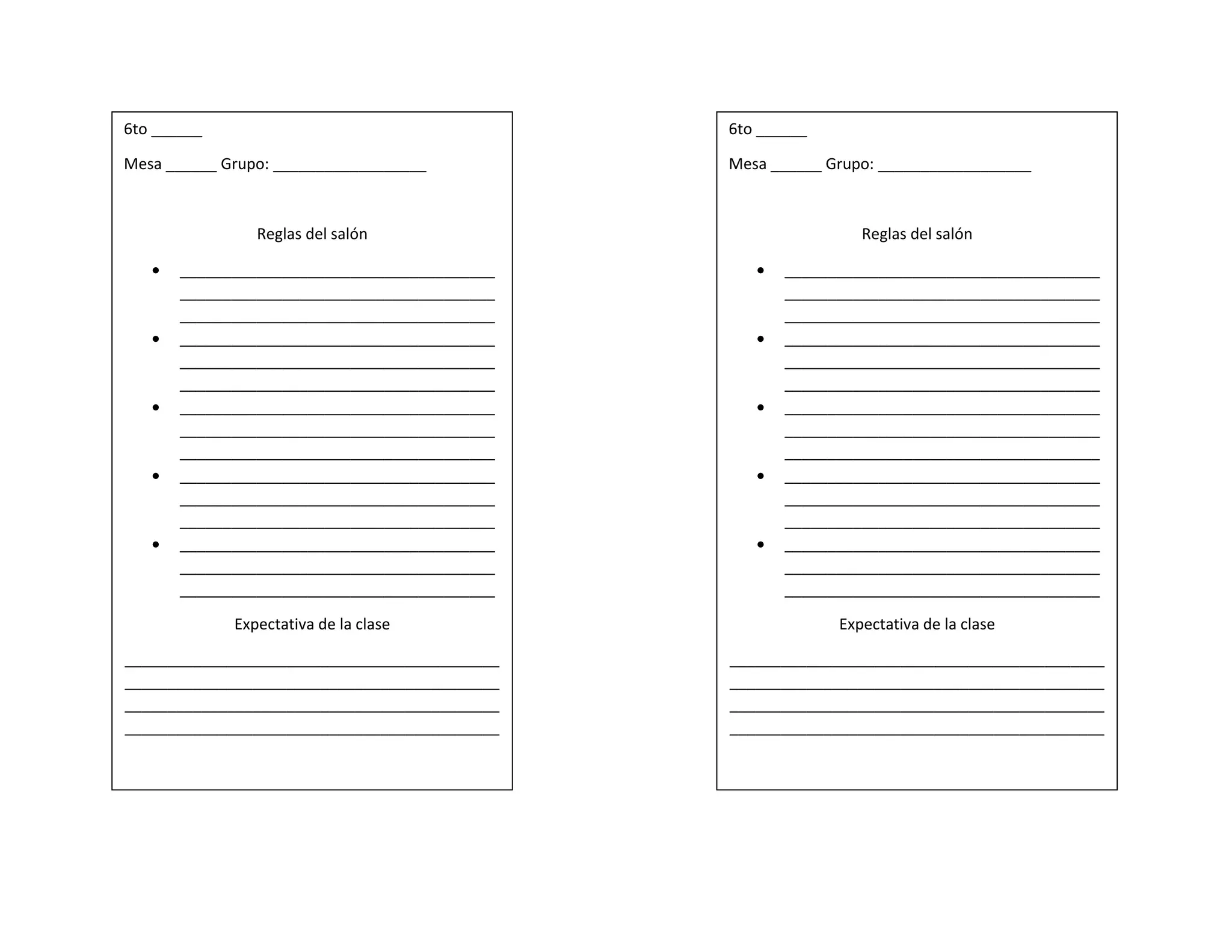 Reglas del salón | DOCX