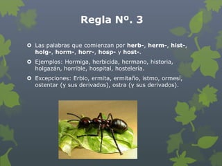 Reglas del uso de la h y de | PPTX