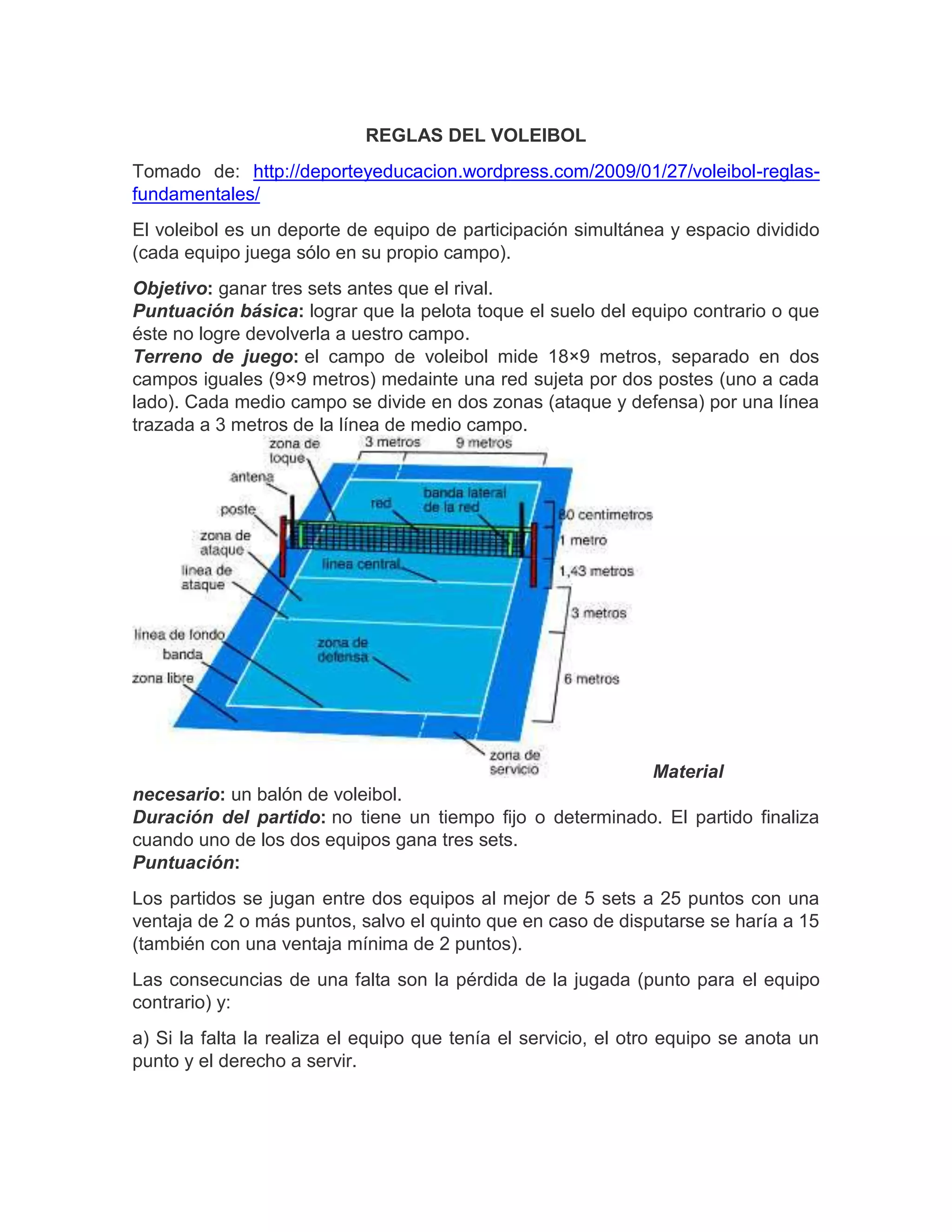 Reglas del voleibol | DOCX | Volleyball | Sports