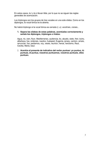 Reglas generales de la acentuación para 3º Diversificación de ...