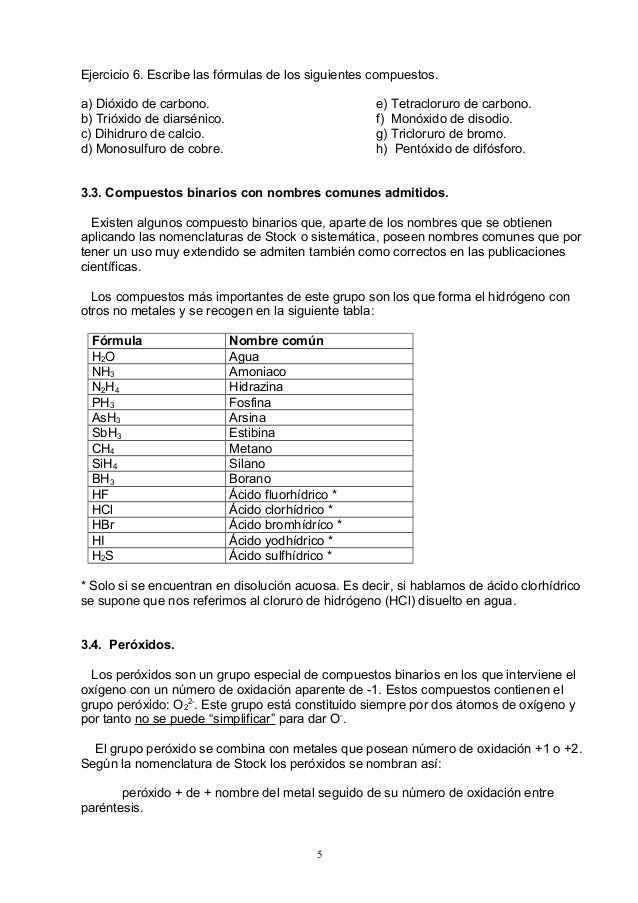 Nomenclatura Inorganica Ejercicios Resueltosdoc Cromo