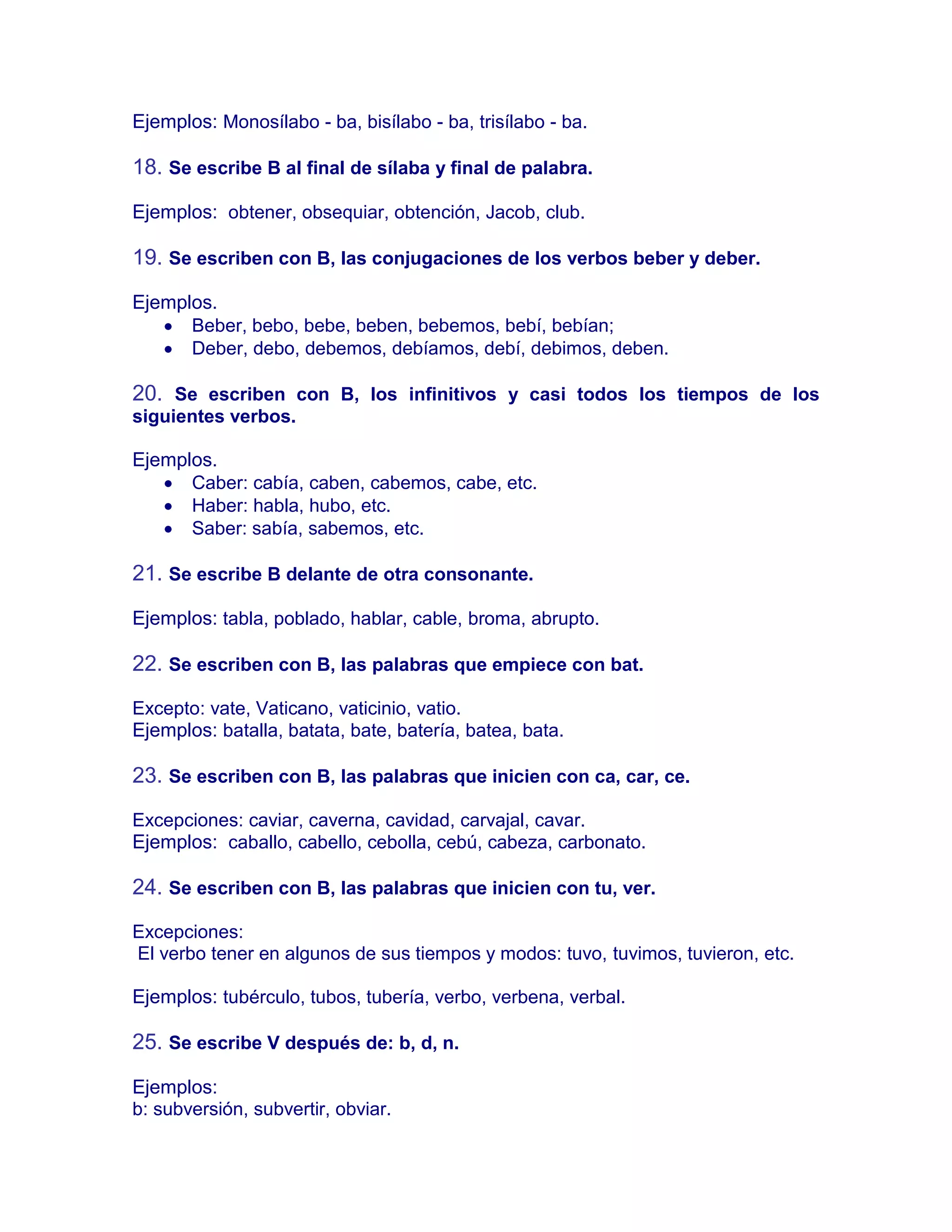Reglas para el uso de la b | PDF