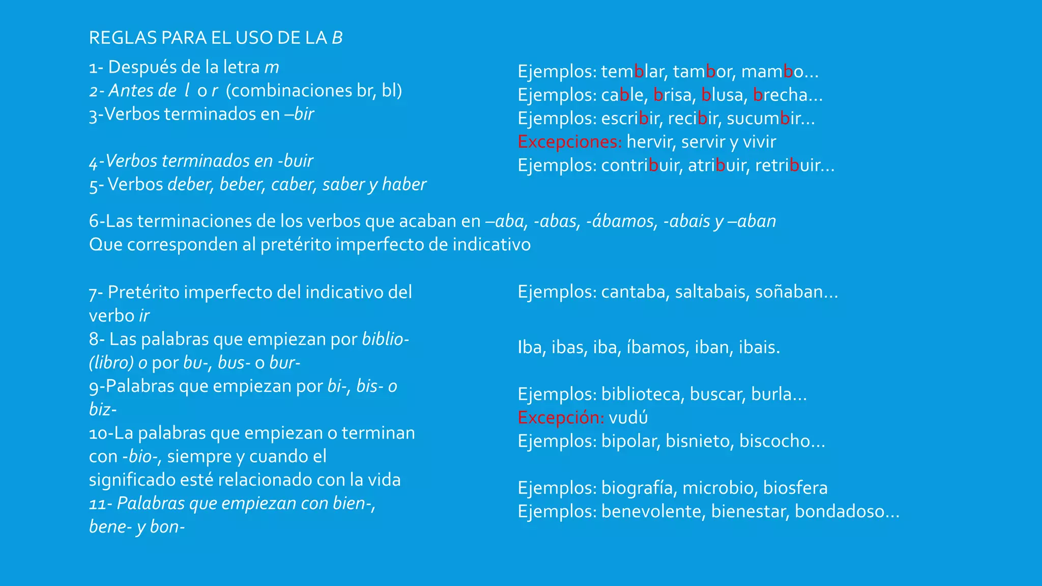 Reglas para el uso de la b y v | PPT