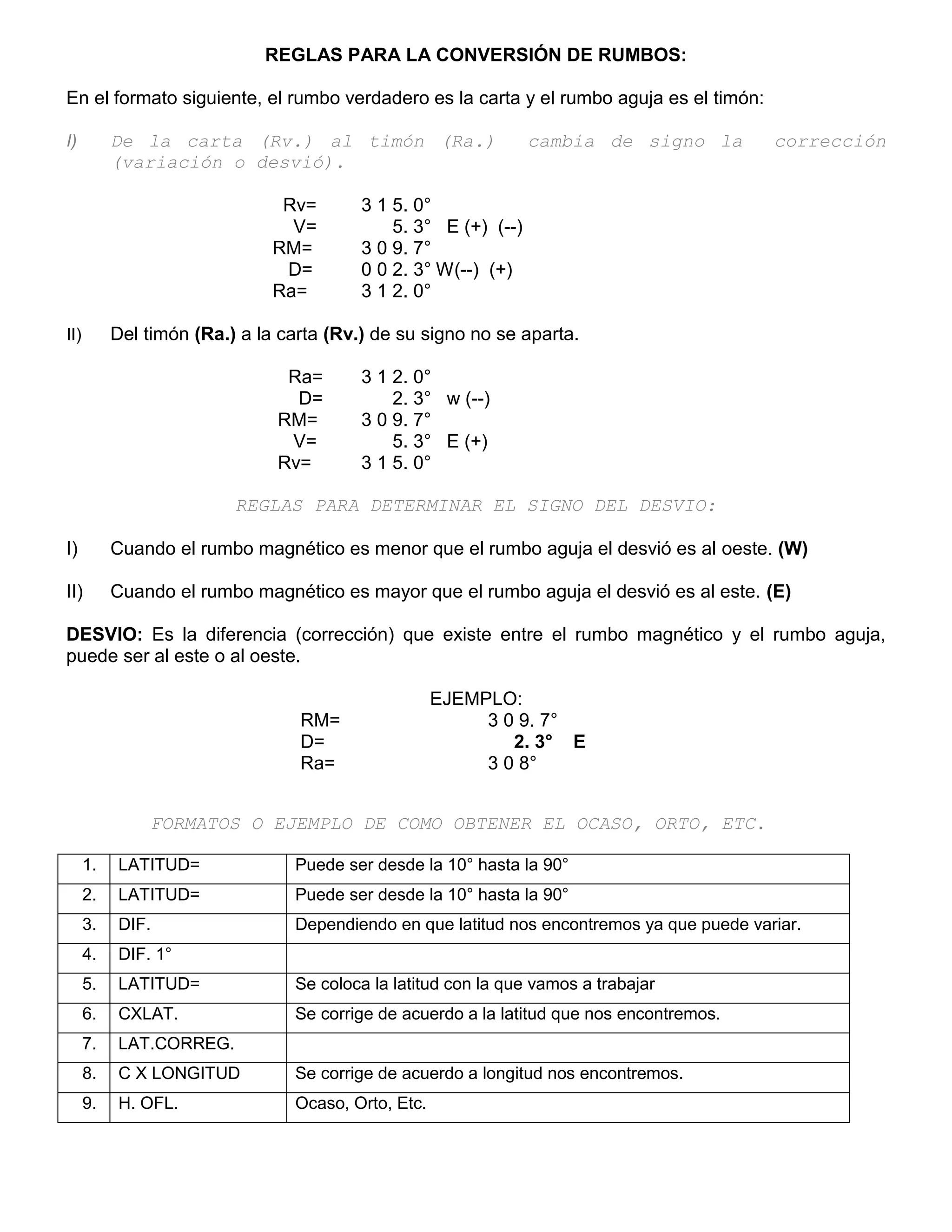 Reglas para la conversión de rumbos | PDF