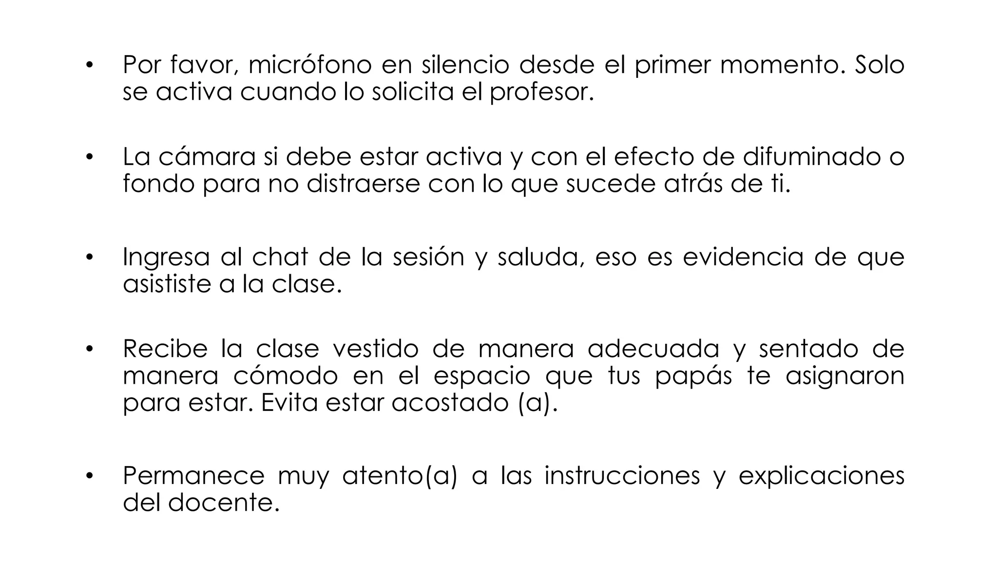 Reglas para trabajar en clase virtual | PDF