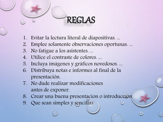 Reglas para una presentacion en power point | PPTX