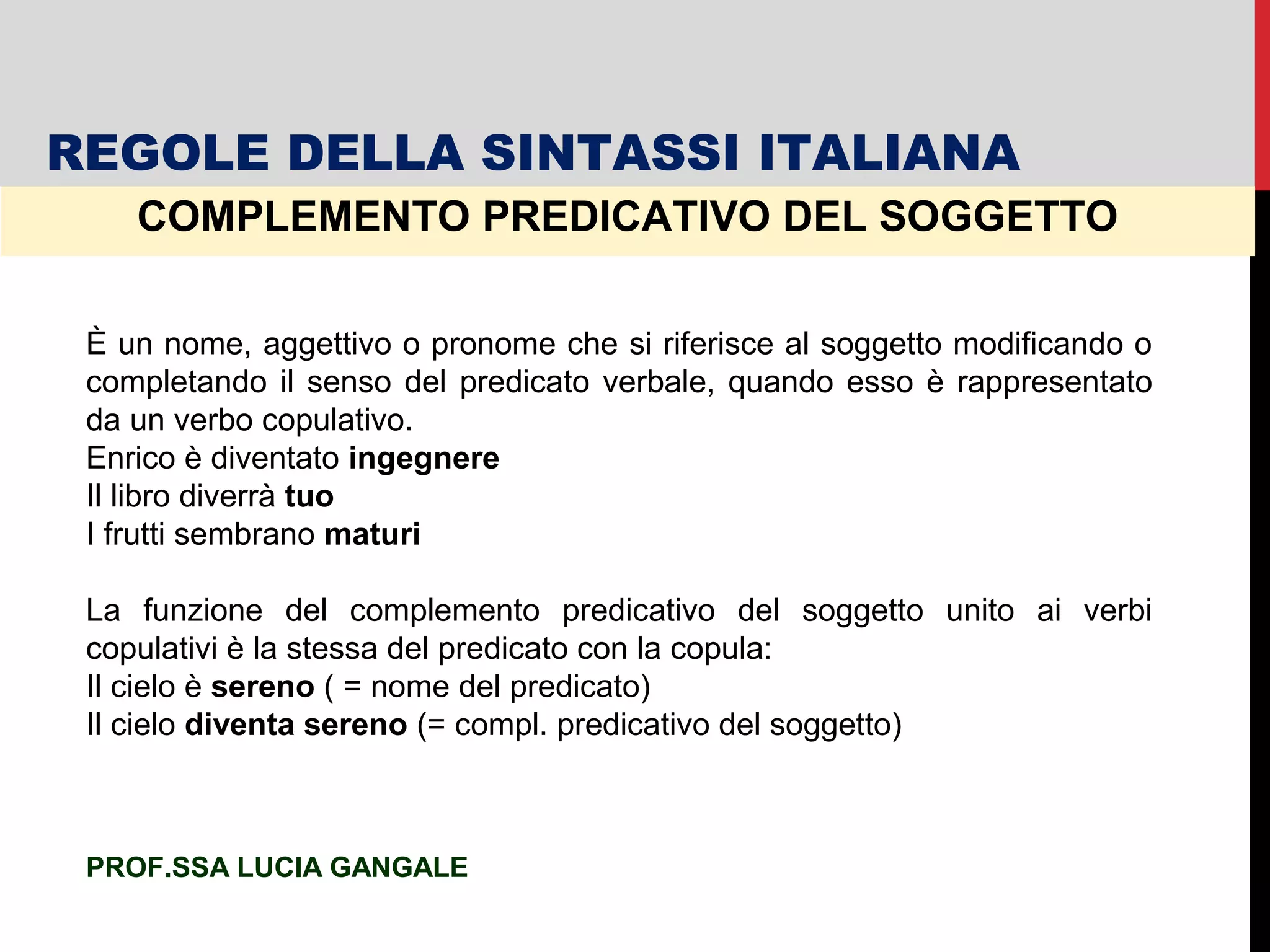 Regole sintassi in italiano | PPT