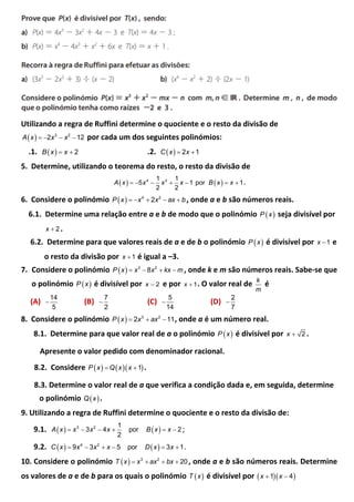 Regra de ruffini | PDF