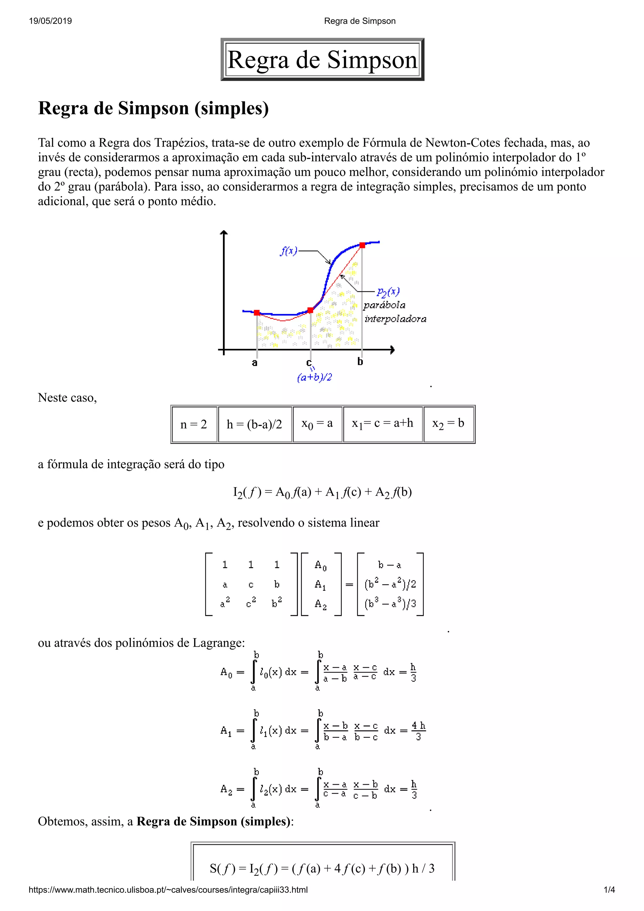 Regra de Simpson aproximação integrais | PDF