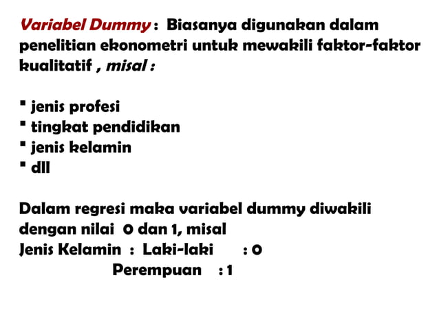 Regresi Atas Variabel Dummy Universitas Negeri | PPT