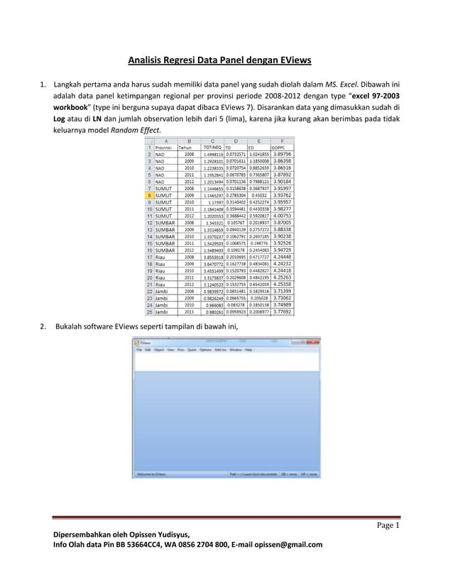Regresi data panel dengan eviews | PDF