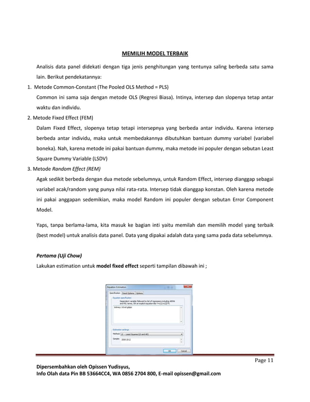 Regresi data panel dengan eviews | PDF
