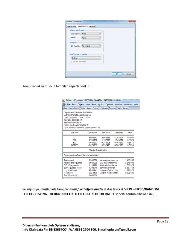 Regresi data panel dengan eviews | PDF