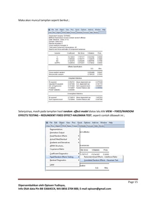 Regresi data panel dengan eviews | PDF