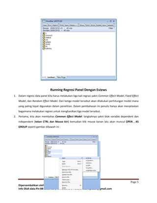 Regresi data panel dengan eviews | PDF