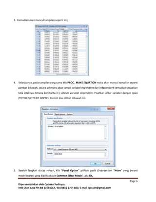 Regresi data panel dengan eviews | PDF