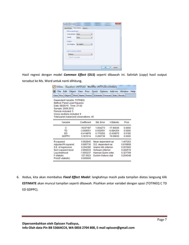 Regresi data panel dengan eviews | PDF