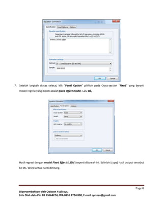 Regresi data panel dengan eviews | PDF