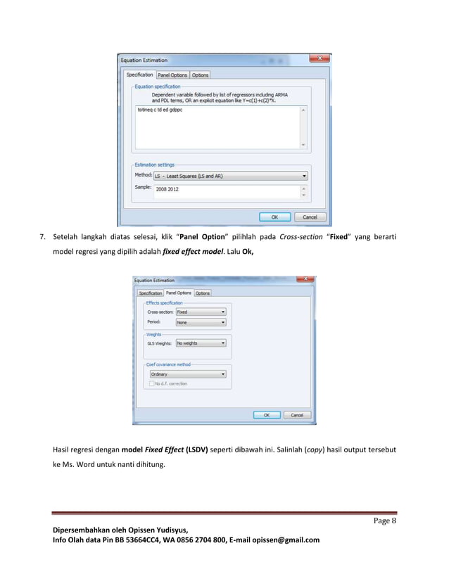 Regresi data panel dengan eviews | PDF