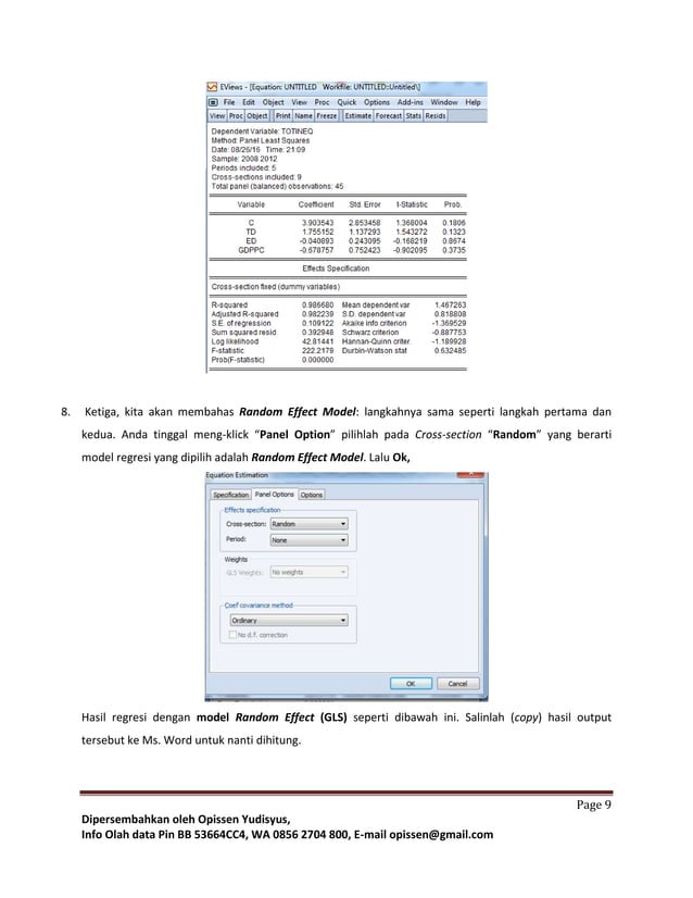 Regresi data panel dengan eviews | PDF