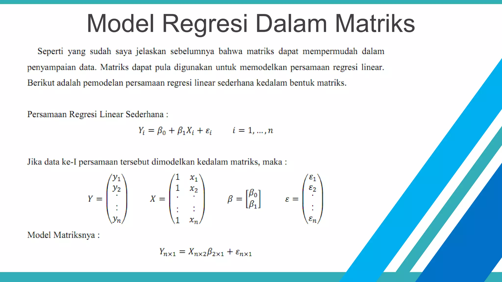 Regresi Dengan Pendekatan Matriks | PDF