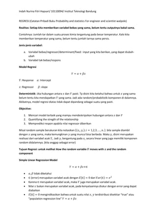 Catatan Regresi linier | PDF