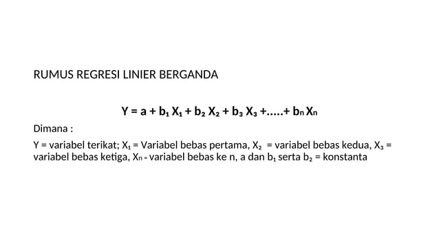 REGRESI LINIER BERGANDA UNTUK BELAJAR ALGORITMA | PPT