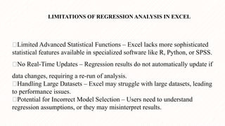 REGRESSION using M S EXcel and Spreadsheets | PPTX